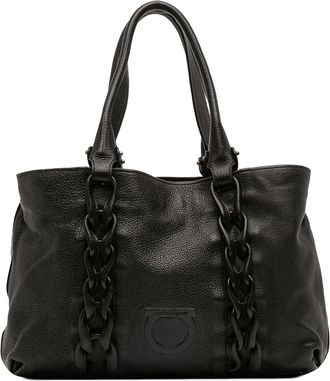 Ferragamo Shopper - Leather Gancini Braided Tote - Gr. unisize - in Schwarz - für Damen
