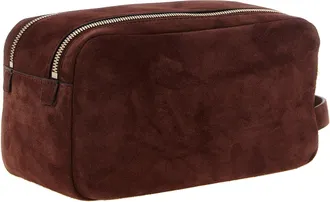 Brunello Cucinelli Suede Toiletry Bag - Burgundy