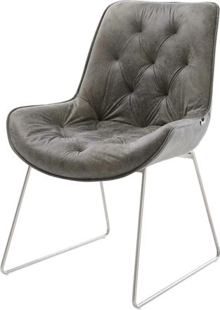 DELIFE Polsterstuhl Taimi-Flex Kufengestell Edelstahl Mikrofaser Grau Antik