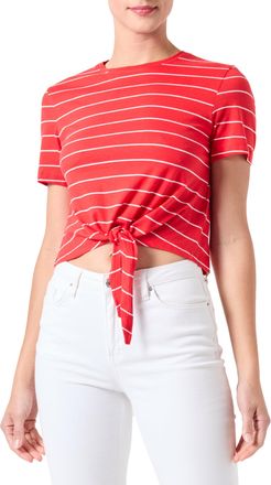Only T-Shirt Damen, Flame Scarlet/Stripes:Cloud Dancer (Nadia), XS