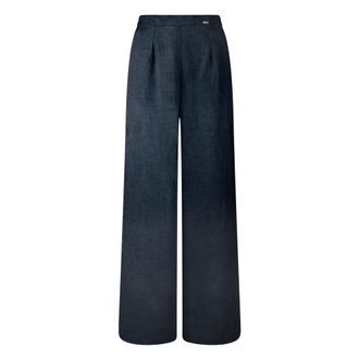 Bomboogie Femme, Pantalons, Bleu, Taille: 40 FR Pantalon Palazzo en Lin