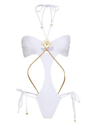 Amir Slama maillot de bain à détail de chaîne - Blanc