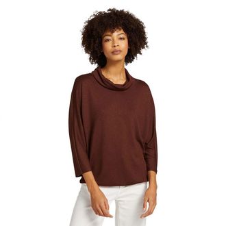 Tom Tailor Damen 1028827 Turtleneck T-Shirt, 28388-Earth Brown Melange, L