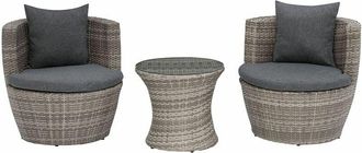Beliani Gartenset grau Polyrattan 2 Personen Rund Boho