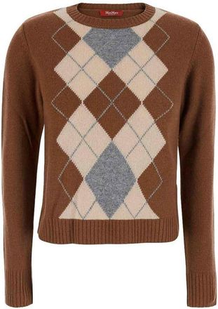 Max Mara Rundhalspullover - Braun