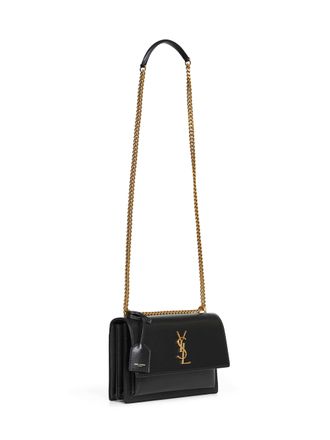 Saint Laurent Womens Crossbody Bag Sunset Black Calf Leather Satchels & Cross Body