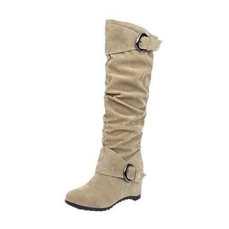 Generic Bottes longues d&eacute;contract&eacute;es extensibles mi-mollet pour femme - &Eacute;l&eacute;gantes - Antid&eacute;rapantes - Confortables - Avec boucle int&eacute;rieure, beige, 36.5 EU
