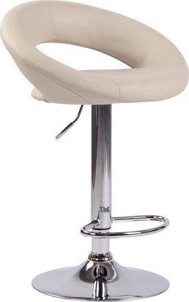 Clp Barhocker Olinda Kunstleder I Thekenhocker Höhenverstellbar I Barstuhl Mit Fußstütze I Tresenstuhl Mit Trompetenfuß Metall, Farbe:Creme, Gestell Farbe