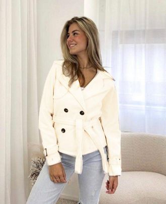 Worldclassca Trenchcoat Worldclassca Kurzer Doppelreihiger TRENCHCOAT Jacke Reverskragen