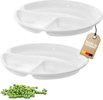 Westmark Mikrowellen-Menüteller mit 3 Einteilungen, 2 Stück, Durchmesser: 25 cm, Kunststoff, Weiß, 224022E3