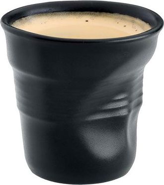 Revol Cappuccino-Becher, Knitteroptik, 18 cl, schwarz satiniert, Porzellan, schwarz seidenmatt, H : 8,5cm x Diam. : 8,5cm - Cap. : 18cl