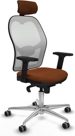 Piqueras y Crespo B&uuml;rostuhl, weiche Rollen, 2D-Armlehnen, h&ouml;henverstellbare Lendenwirbelst&uuml;tze und Kopfteil, h&ouml;henverstellbar und neigbar, Wei&szlig;/Braun