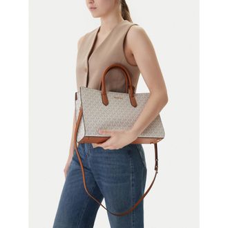 Michael Kors Handtasche MICHAEL Michael Kors Scarlett Medium Signature Logo Satchel 30F4GETS2B Creme