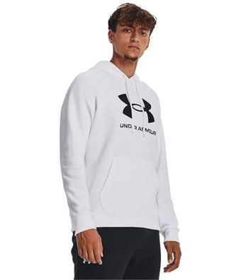Under Armour Mens Rival Fleece Logo Hoodie, (100) White / / Black, Small