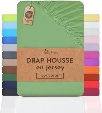 NatureMark Drap-Housse en Jersey, 100% Coton, Disponible dans de Nombreuses Tailles et Couleurs, qualit&eacute; Oeko-Tex Standard 100, 180 x 200 cm - 200 x 200 cm, Jade