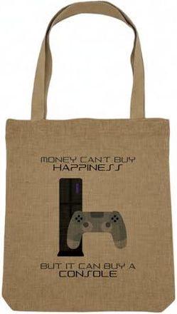Fabulous Sac Shopping Tote Bag Aspect Lin - PS Video Games - Money Cant Buy Happiness Sac de Courses Toile Epaisse 360g Beige Naturel Cabas Port&eacute; Epaule Solide
