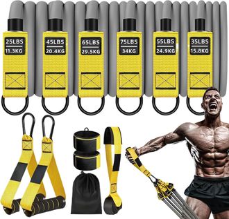 Generico Widerstandsb&auml;nder, verstellbare Widerstandsb&auml;nder mit Griffen - 136 kg St&auml;rkungsger&auml;te mit Kn&ouml;chelriemen, robustes Fitnessger&auml;t f&uuml;r M&auml;nner und Frauen