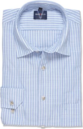 Marvelis Langarmhemd MARVELIS, Herren, Gr. XXL, N-Gr, blau (bleu), Web, Obermaterial: 52% Lyocell, 48% Baumwolle, gestreift, h&uuml;ftbedeckend, Rundhals, 2-Knopf-M