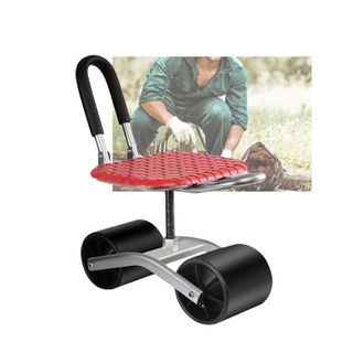 Generic Verstellbarer, Um 360&deg; Drehbarer Arbeitsstuhl, Rollbarer Gartenarbeitsstuhl Mit R&auml;dern, Gartenwagen Sitz, Faltbare Aufbewahrung for Den Garten(Black)