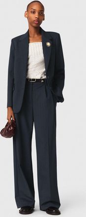 Maje Veste De Tailleur &Agrave; Rayures - Bleu Marine - Maje