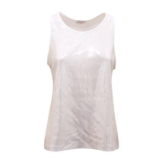 Marella Terzo Tank Top mit Pailletten - - Tops - Damen - Wei&szlig; - XL