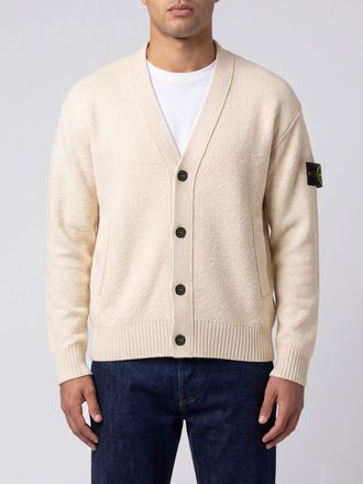 Stone Island V-Ausschnitt Cardigan aus reiner Schurwolle mit Compass-Logo