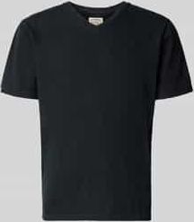 Superdry T-Shirt aus Baumwoll-Leinen-Mix mit V-Ausschnitt