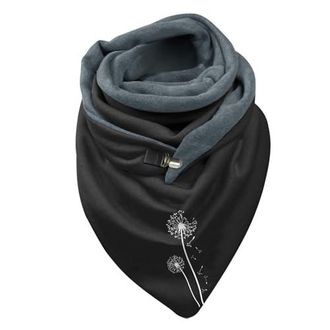 Generic &Eacute;charpe en polaire chaude pour femme avec imprim&eacute; pissenlit double couture triangle boucle &eacute;charpe 2026, bleu marine, Taille unique