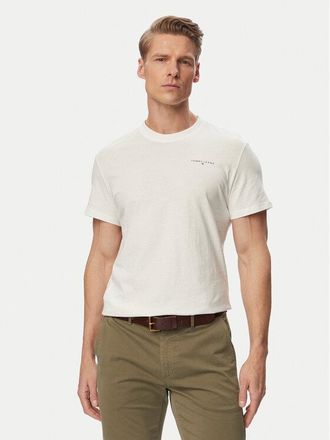 Tommy Jeans T-Shirt Linear Chest DM0DM21780 &Eacute;cru Slim Fit