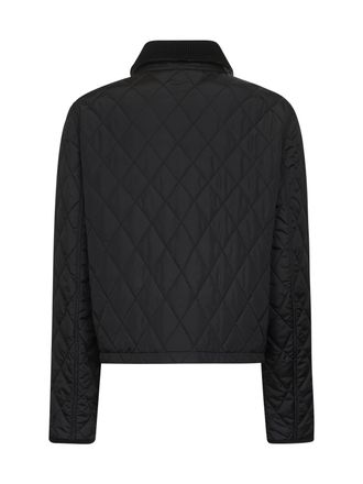 Burberry Womens Jacket, Quilted Cropped Nylon Black Polyamide Bomber Jackets