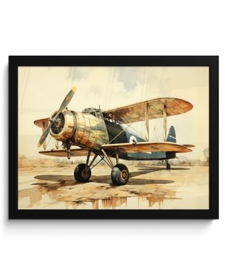 MuchoWow &copy; Wandbilder mit Rahmen 40x30 cm Wanddeko Bilder Wohnzimmer Moderne Zimmerdeko Geschenk Bilderrahmen Vintage - Flugzeug - Wasser - Beige - Fahrzeug