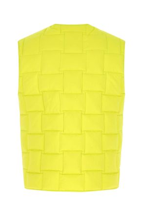 Bottega Veneta Mens Fluo Yellow Nylon Padded Vest 7214 Giacche E Gilet Jacket
