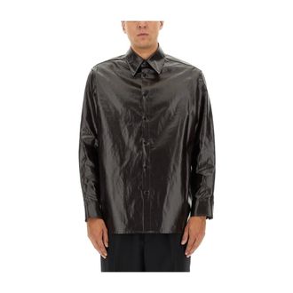 Maison Margiela Homme, Chemises, Brun, Taille: L Shiny Linen Shirt