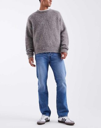 Levi's 501 jean droit original d&eacute;lavage moyen-Bleu