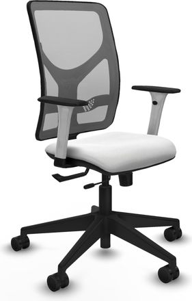 Piqueras y Crespo B&uuml;rostuhl mit R&uuml;ckenlehne und wei&szlig;en und schwarzen Armlehnen, h&ouml;henverstellbare Lendenwirbelst&uuml;tze, ausgestattet mit Syncro/Traslack und Schneideschau