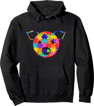 SunFrot Schwein-Puzzle Autism Puzzle Pullover Hoodie