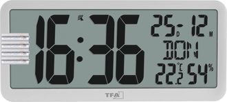 TFA Dostmann Digitale Wanduhr mit XXL Ziffern, 60.4525, mit Temperatur und Luftfeuchtigkeit innen, mit Kalender, perfekt f&uuml;r B&uuml;ro, Senioren, K&uuml;che, Funkuhr, mit We