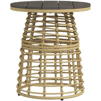OUTSUNNY Table basse de jardin table dappoint ext&eacute;rieur r&eacute;sine aspect rotin m&eacute;tal naturel