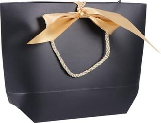 Aboofan 12 pièces Sacs Papier Chic avec Noeud Portables pour Fête Anniversaire Mariage Sac Format Petit Noir