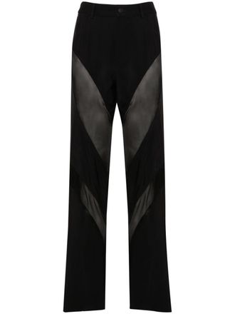 MUGLER pantalon &agrave; empi&egrave;cement en soie - Noir