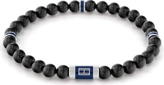 Tommy Hilfiger Jewelry Bracelet pour Homme de Perles en Bois Couleur Noire - 2790323