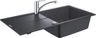 GROHE Via Pack Sp&uuml;le + Mischbatterie K&uuml;che, Granitschwarz (31884AP0) - Grohe