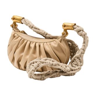 Balmain Womens Ebene Mini Crossbody Bag Beige Calfskin