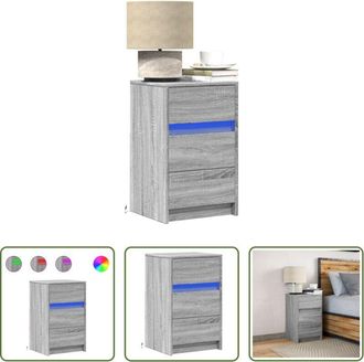 vidaXL LED Beleuchtung - Nachttisch mit LED-Leuchten Grau Sonoma Holzwerkstoff
