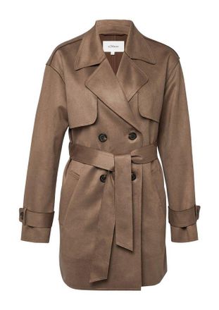 s.Oliver Trenchcoat Outdoor-Mantel Trenchcoat mit G&uuml;rtel in Velourslederoptik