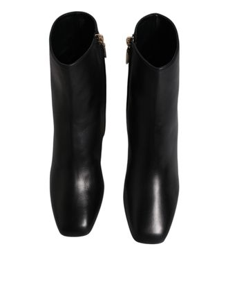 Dolce & Gabbana Womens Black Jackie Leather Mid Calf Boots Shoes