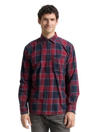 Tom Tailor Herren 1048426 Comfort Fit Hemd mit Karomuster, 38913-Navy Red Check, L