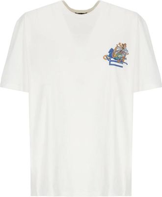 Etro Femme, Tops, Blanc, Taille: 40 FR T-Shirt avec Logo Brod&eacute;