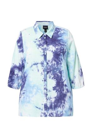 Ulla Popken Longbluse Bluse Leinenmix Hemdkragen 3/4-Arm