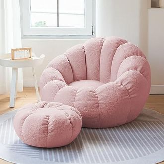Generic Pouf de rangement pour animaux en peluche rose ultra doux en mousse &agrave; m&eacute;moire de forme lavable avec housse &agrave; fermeture &eacute;clair imitation fourrure de no